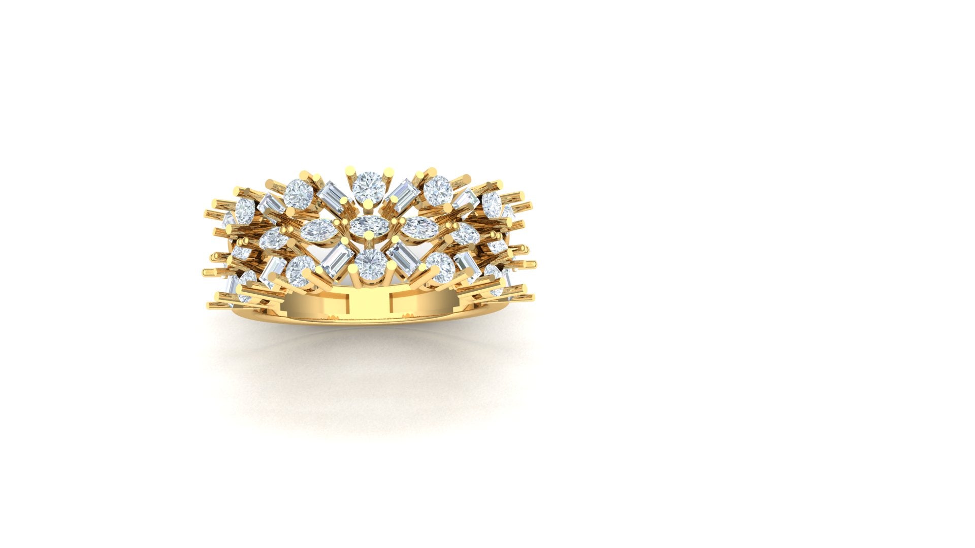 CVD Diamond Floral Burst Cluster Ring – Anirudh Jewels